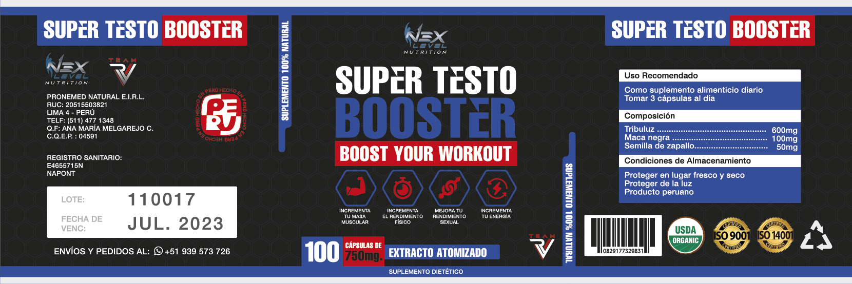 Súper Testo Booster (x2) - Team RV Pro - Programas Fitness